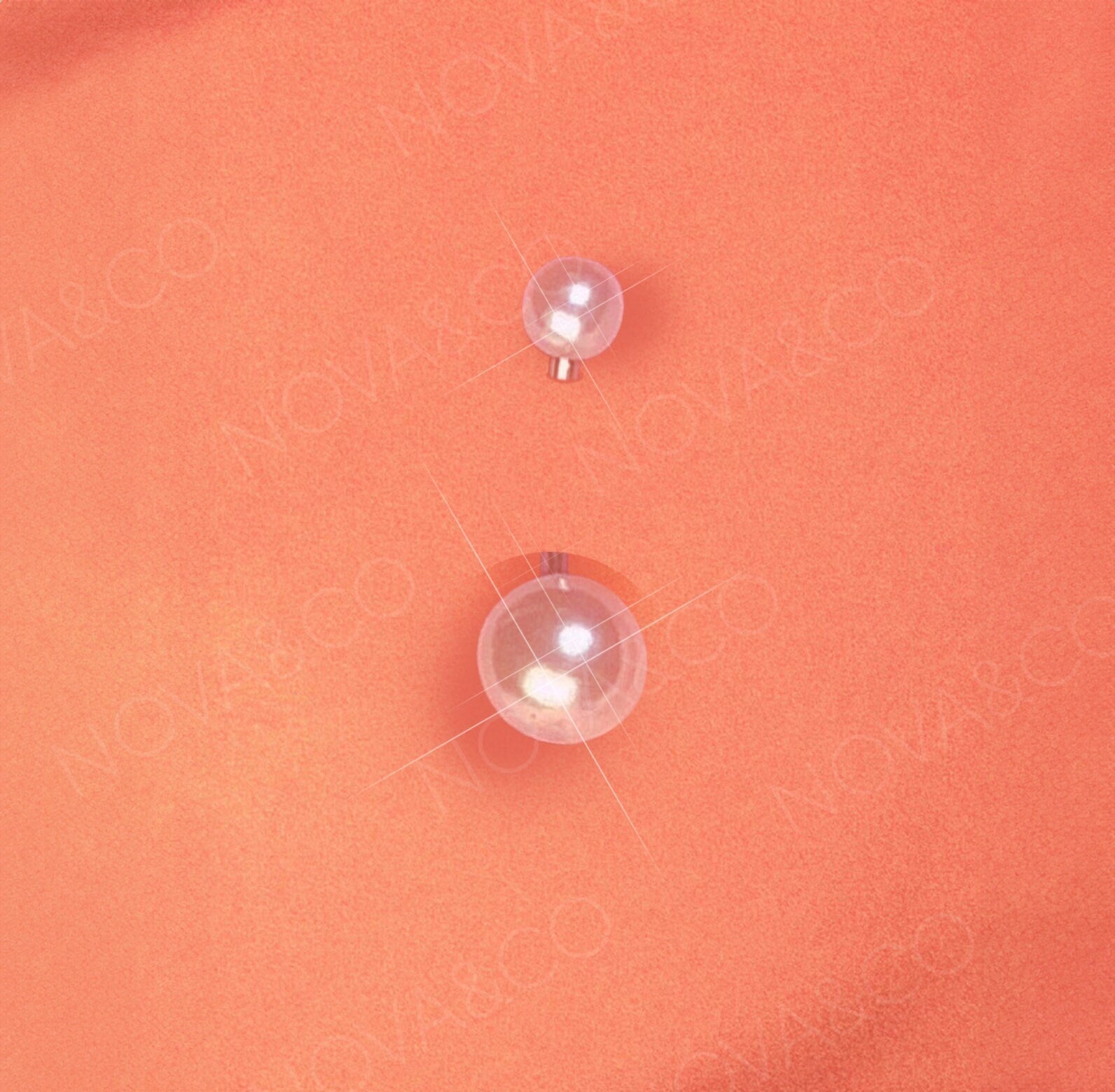 NOVAXCO | Pearl Minimal Belly Button Ring - Double End Belly Bar